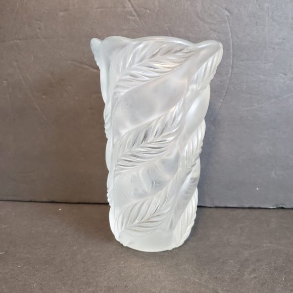 Josef Inwald | Art | Vtg Czech Barolac Leaves Frosted Swirl Glass Vase ...